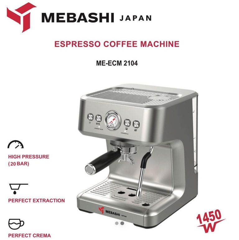 اسپرسوساز نیمه صنعتی مباشی مدل ME-ECM 2104 مشکی | گلد هوم | فروشگاه لوازم خانگی خانه طلایی